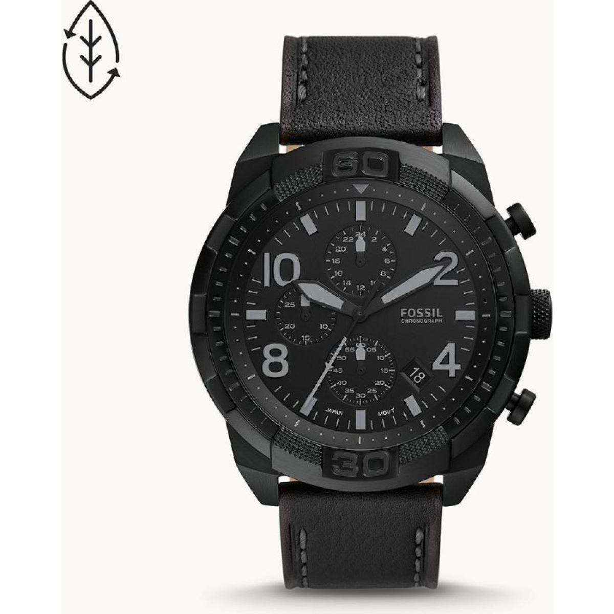 FOSSIL BRONSON CHRONOGRAPH BLACK LEATHER WATCH FOR MEN – Battego ...